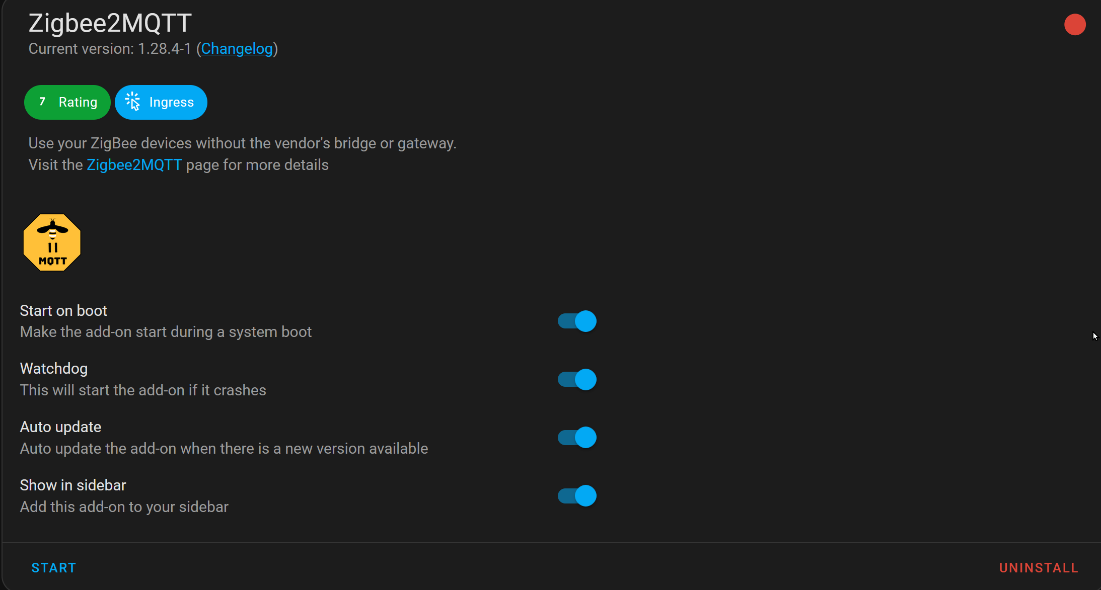 hass reports "not started", but zigbee2mqtt is running and working outside of integration ...