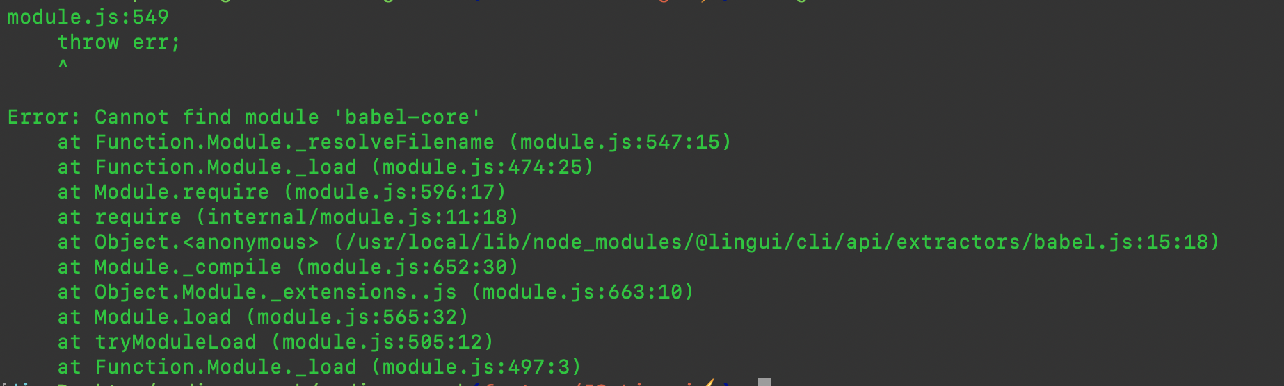 @lingui/cli cannot find module 'babel-core' · Issue #162 · lingui/js-lingui · GitHub