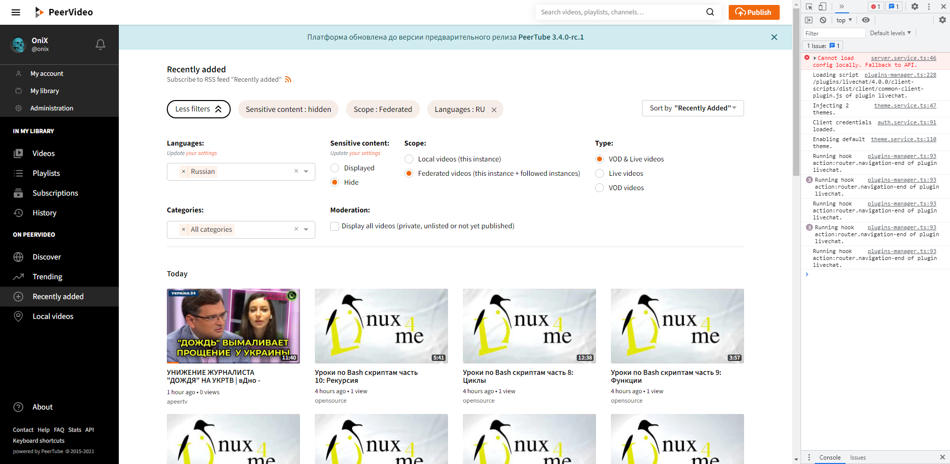 Advanced filter error after upgrade · Issue #4365 · Chocobozzz/PeerTube · GitHub