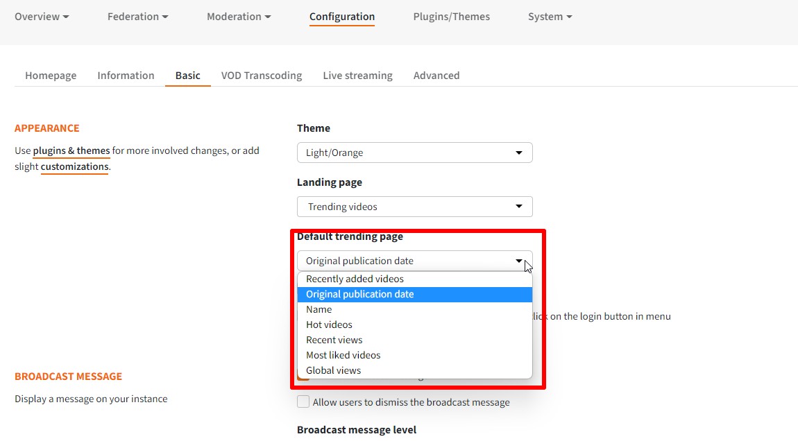 In release 5.0.1, the extended list of trend pages disappeared · Issue #5514 · Chocobozzz ...