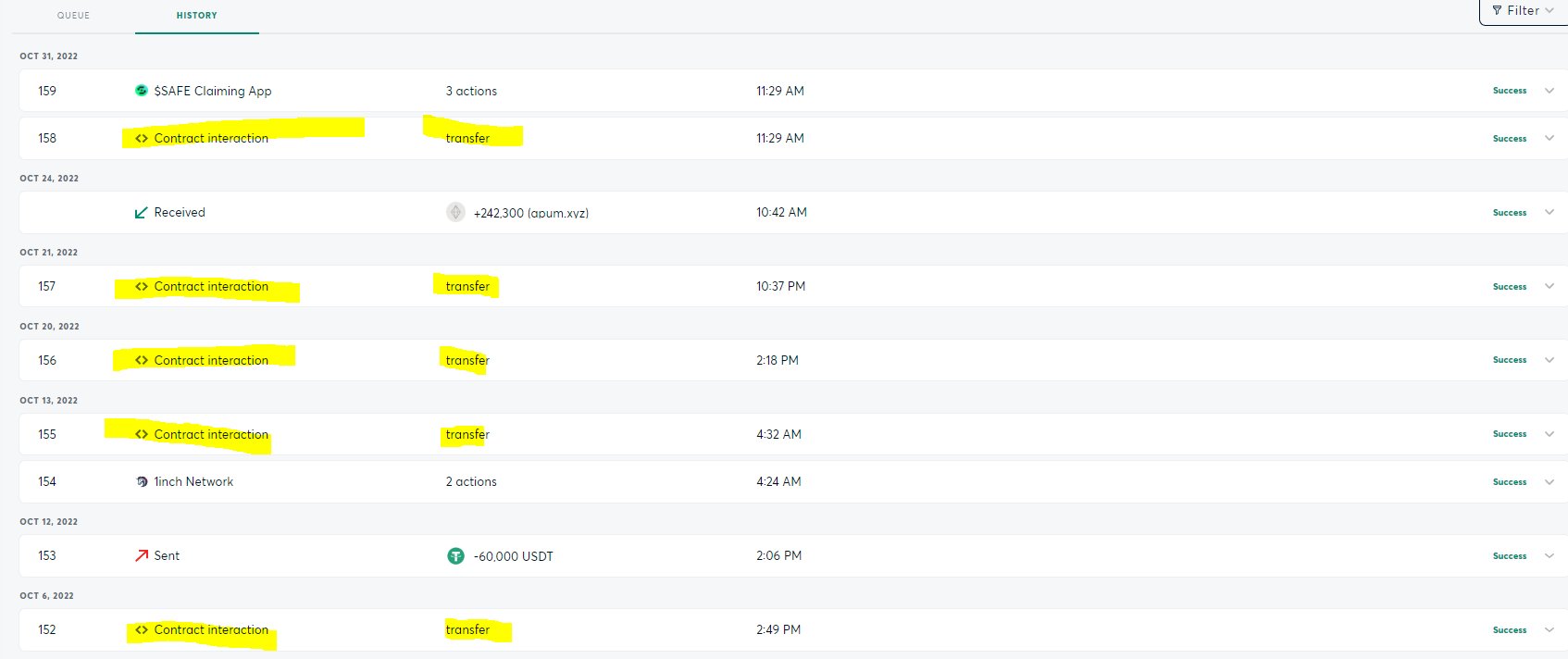 Transactions in Queue/History displays as a contract interaction instead of a normal Send ...