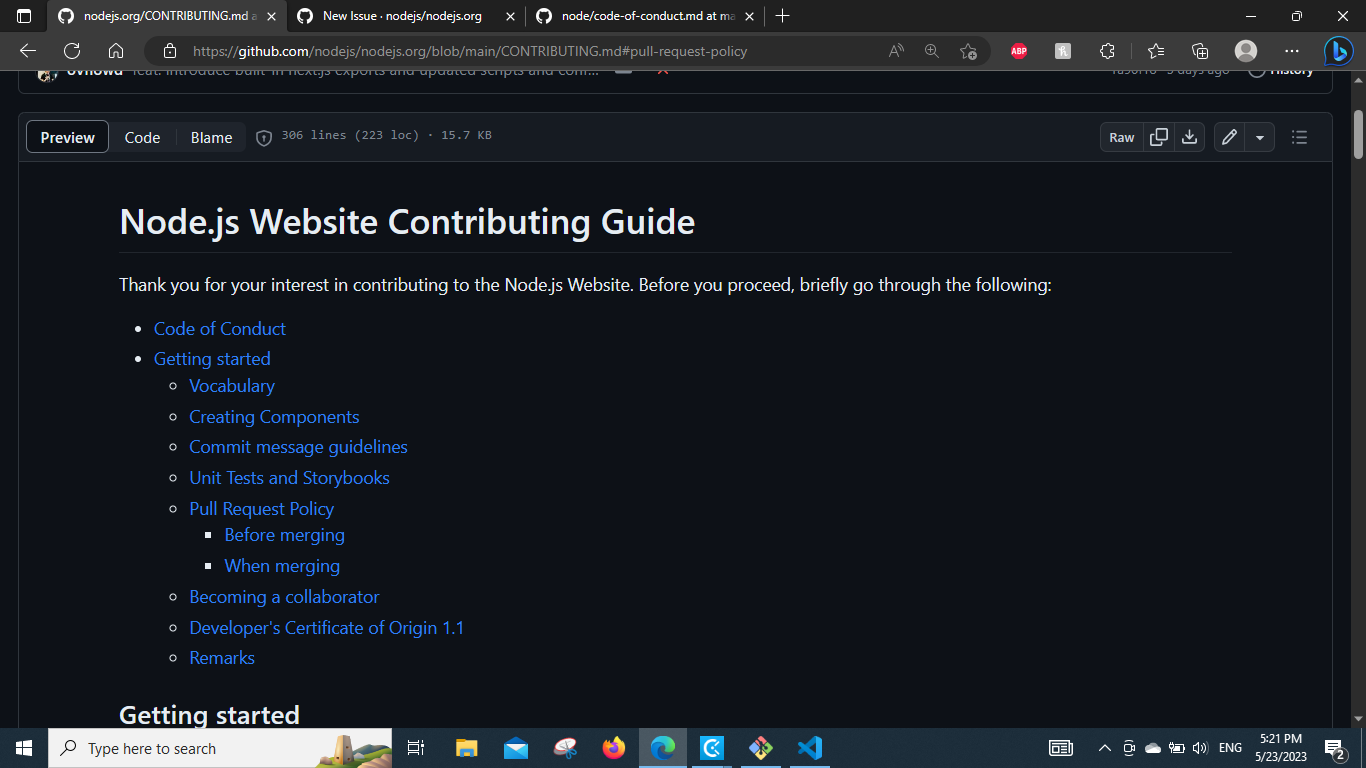 Out Of Order Page Structure In Contributing Guidelines · Issue 5393 · Nodejs · Github