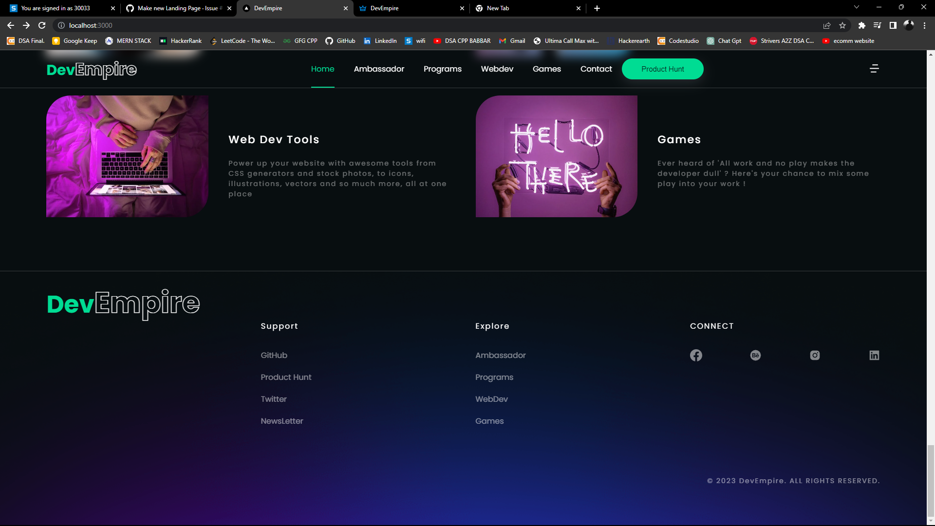 Make new Landing Page · Issue #170 · swapnilsparsh/DevEmpire · GitHub