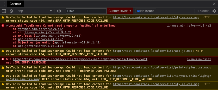 tinymce error in console log · Issue #2461 · BookStackApp/BookStack · GitHub