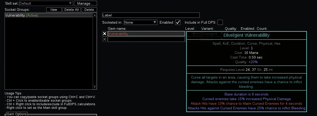 Divergent Vulnerability does not enable Maim config · Issue #6188 · PathOfBuildingCommunity ...