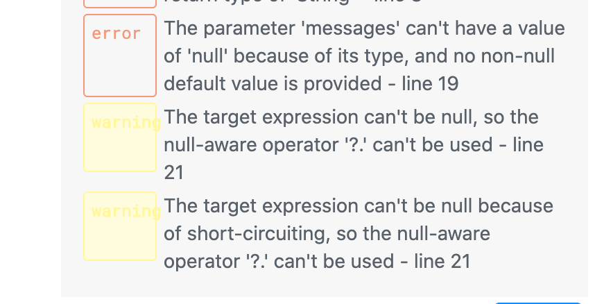 Analyzer Warning Colors Are Wrong · Issue 1644 · Dart Langdart Pad · Github 7030