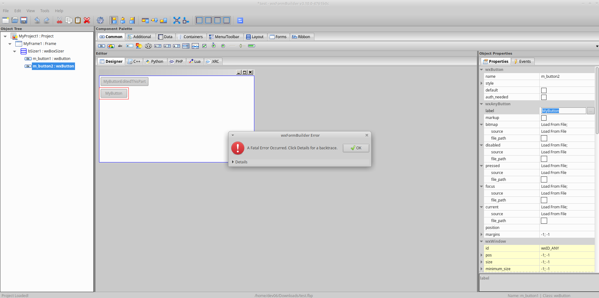 Crash on clicking objects on the form while editing labels · Issue #706 · wxFormBuilder ...