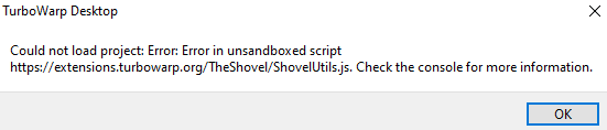 ShovelUtils extension doesnt works in desktop app · Issue #625 · TurboWarp/desktop · GitHub