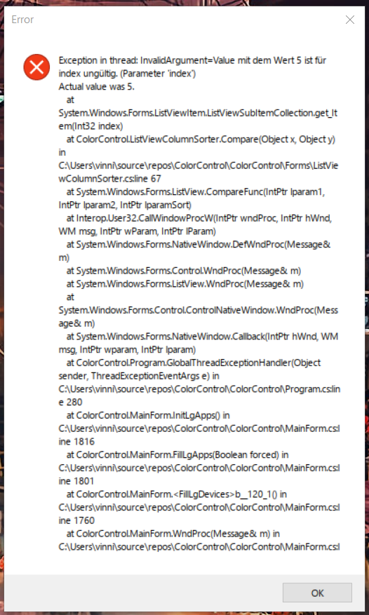 Error messages · Issue #128 · Maassoft/ColorControl · GitHub