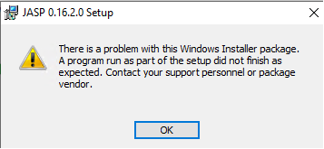 [Bug]: Windows Installer error when installing JASP 0.16.2.0 or JASP 0.16.3.0 - cant install ...