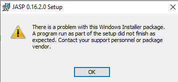 [Bug]: Windows Installer error when installing JASP 0.16.2.0 or JASP 0.16.3.0 - cant install ...