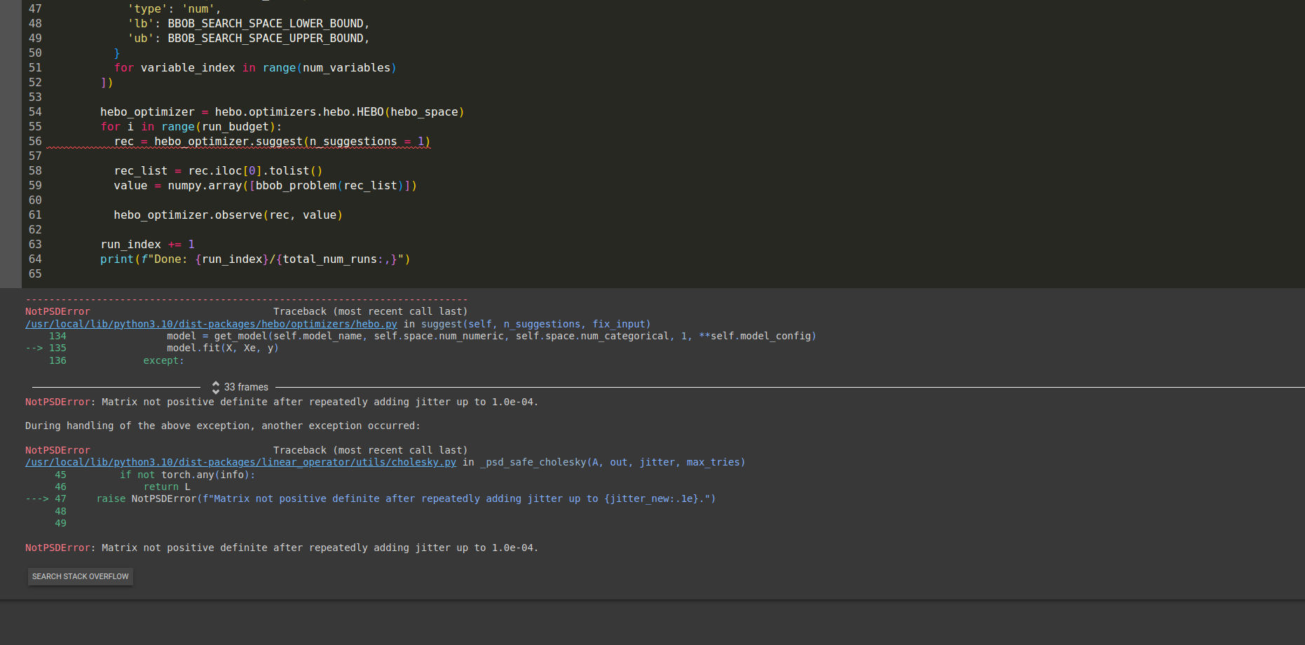 Issues with Cholesky decompositions on simple benchmark · Issue #61 · huawei-noah/HEBO · GitHub