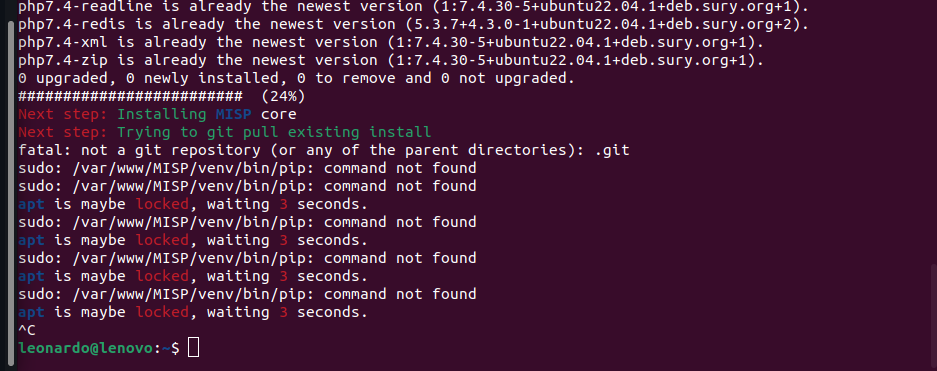 Bug: Issue with venv/bin/pip aptlock count begin 3 seconds like a loop · Issue #8671 · MISP/MISP ...