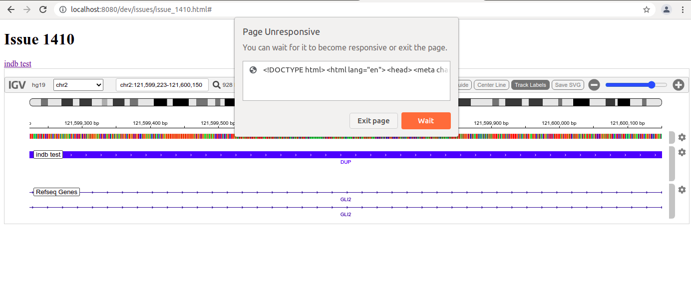 stuck in rendering for large features in bed file · Issue #1410 · igvteam/igv.js · GitHub