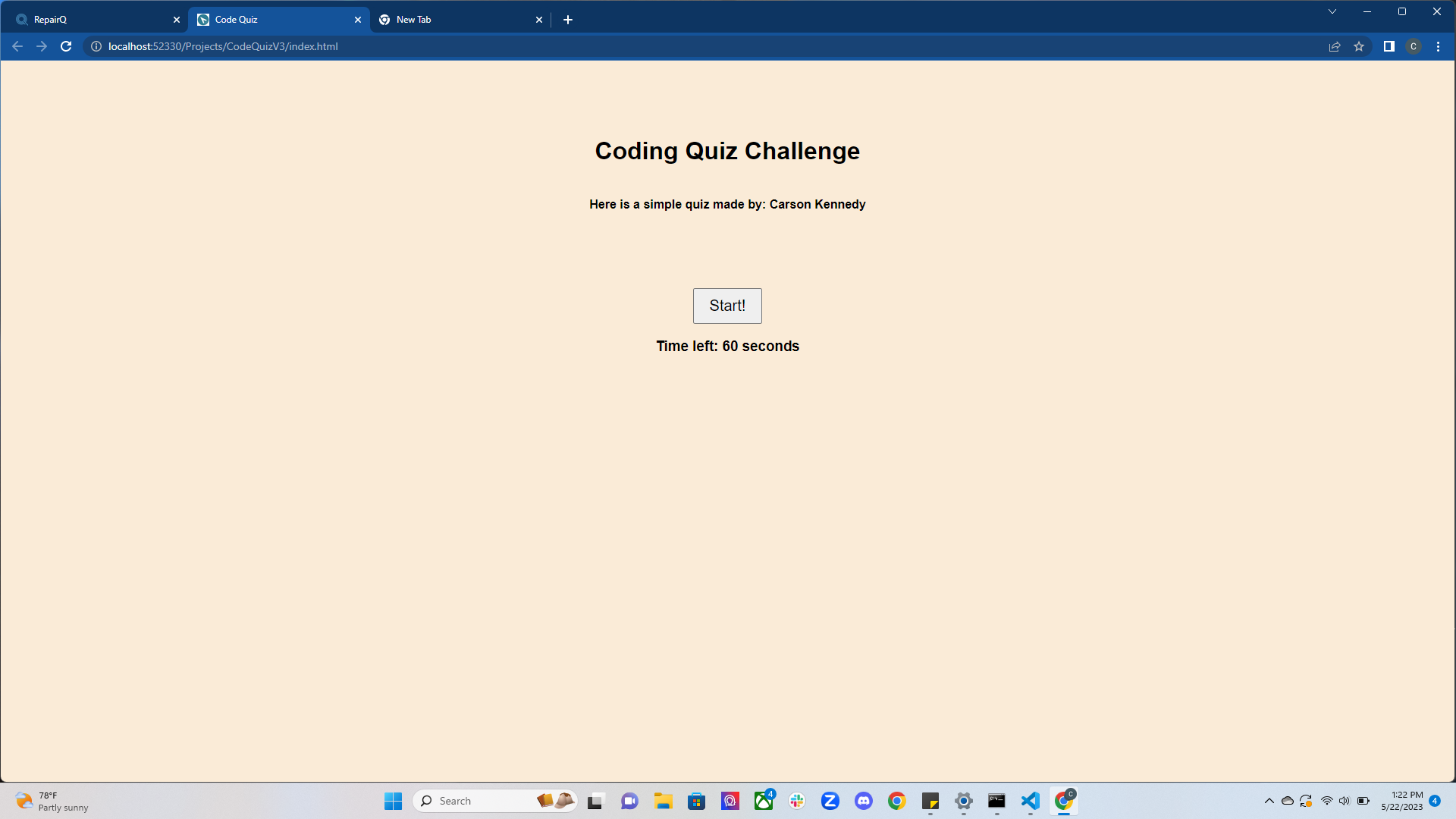 GitHub - Carsov2/CodeQuizV3