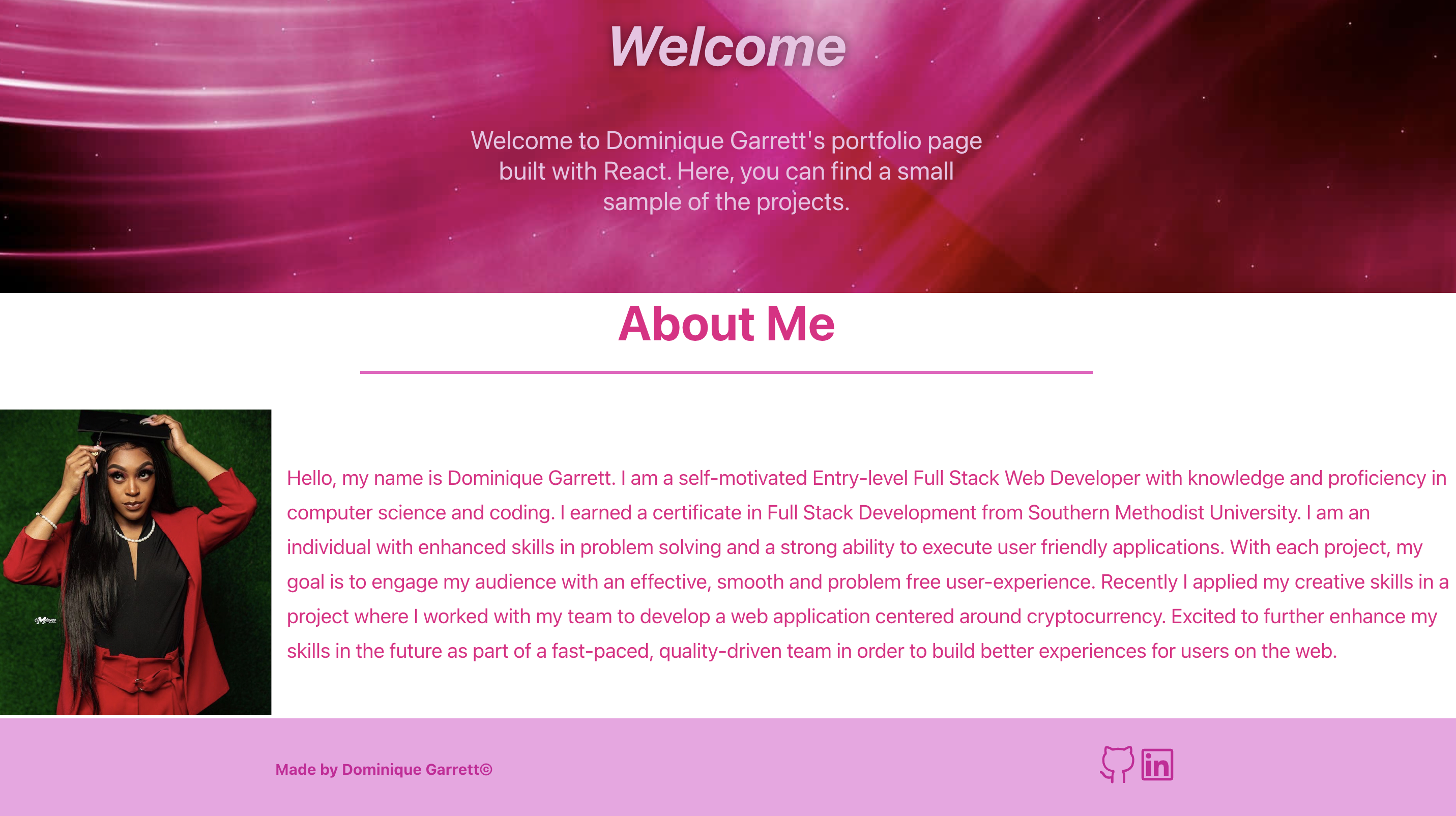 GitHub - DominiqueGarrett/react-portfolio: Module 20 Challenge Assignment: React Challenge ...