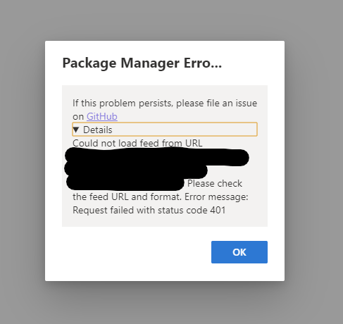 Package Manager does not work with private feeds with authentication · Issue #8432 · microsoft ...