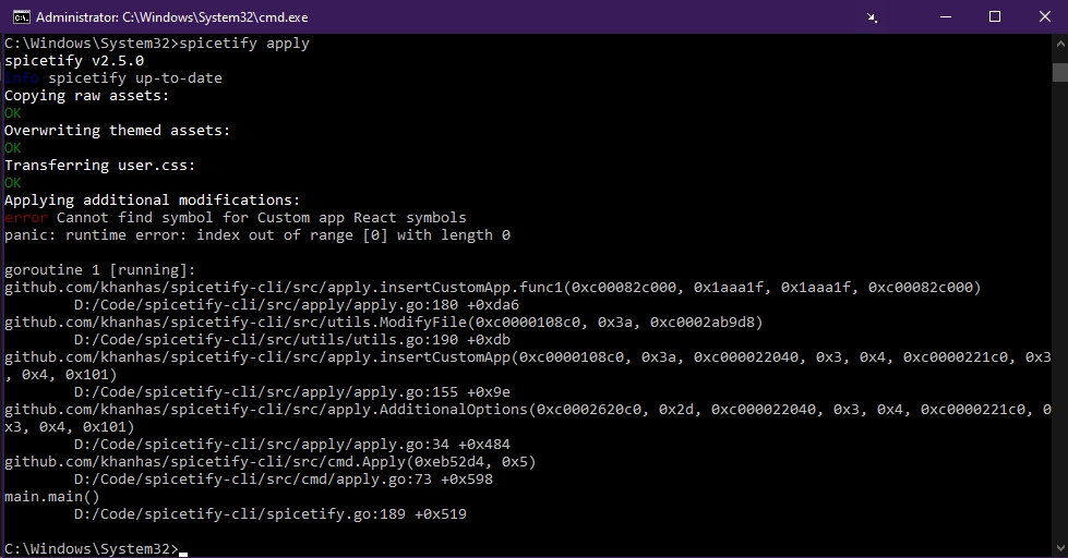 Panic: Runtime Error · Issue #859 · spicetify/cli · GitHub
