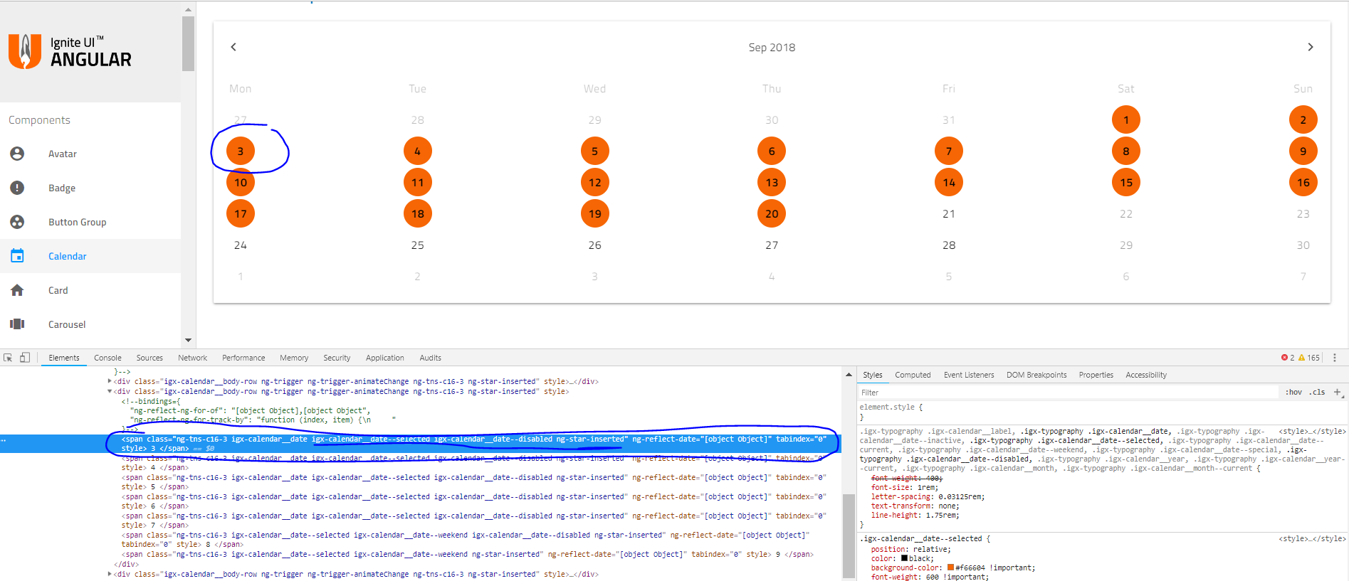 There should be indication that selected date is disabled · Issue #2717 · IgniteUI/igniteui ...