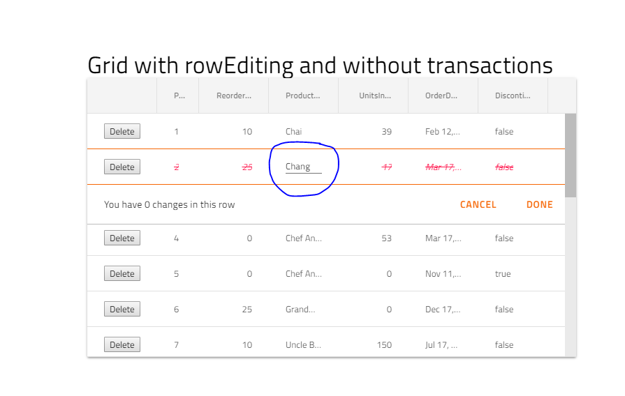 When delete a row the row editing should be closed · Issue #2977 · IgniteUI/igniteui-angular ...
