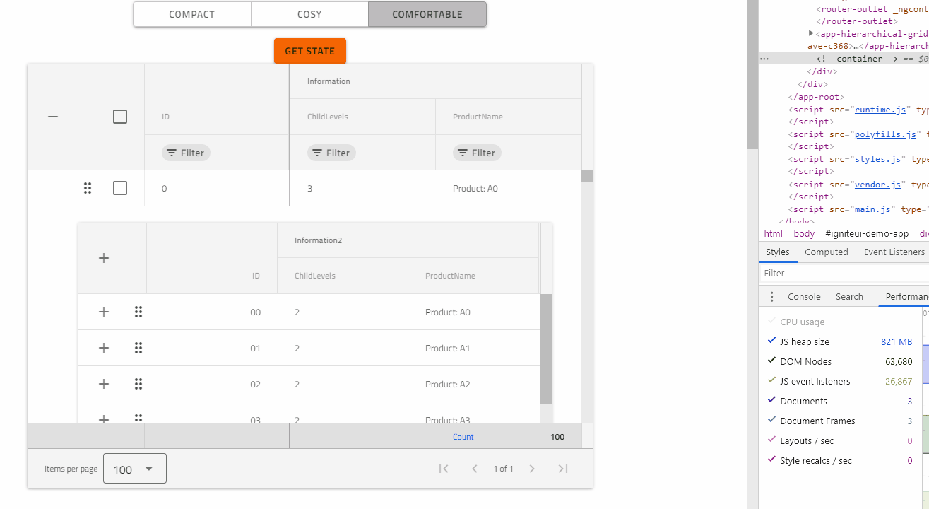 Memory leak issues in hGrid · Issue #7301 · IgniteUI/igniteui-angular · GitHub