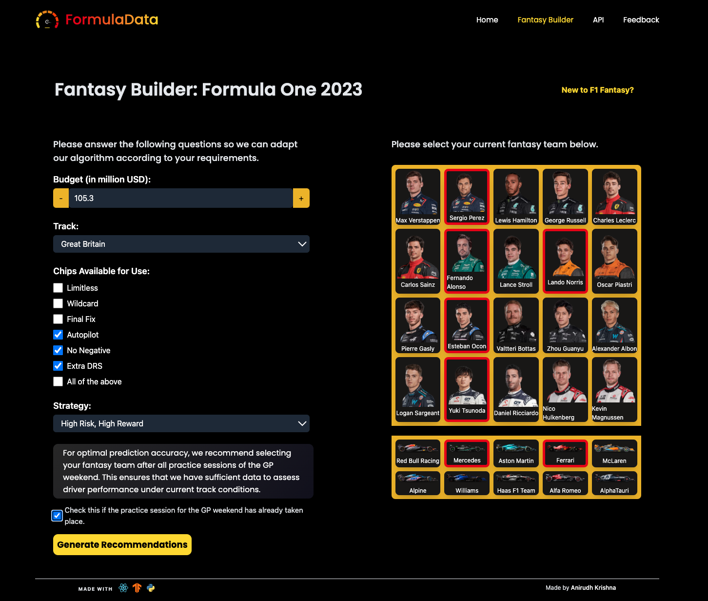 GitHub - anirudhk33/FormulaData: A comprehensive application designed ...