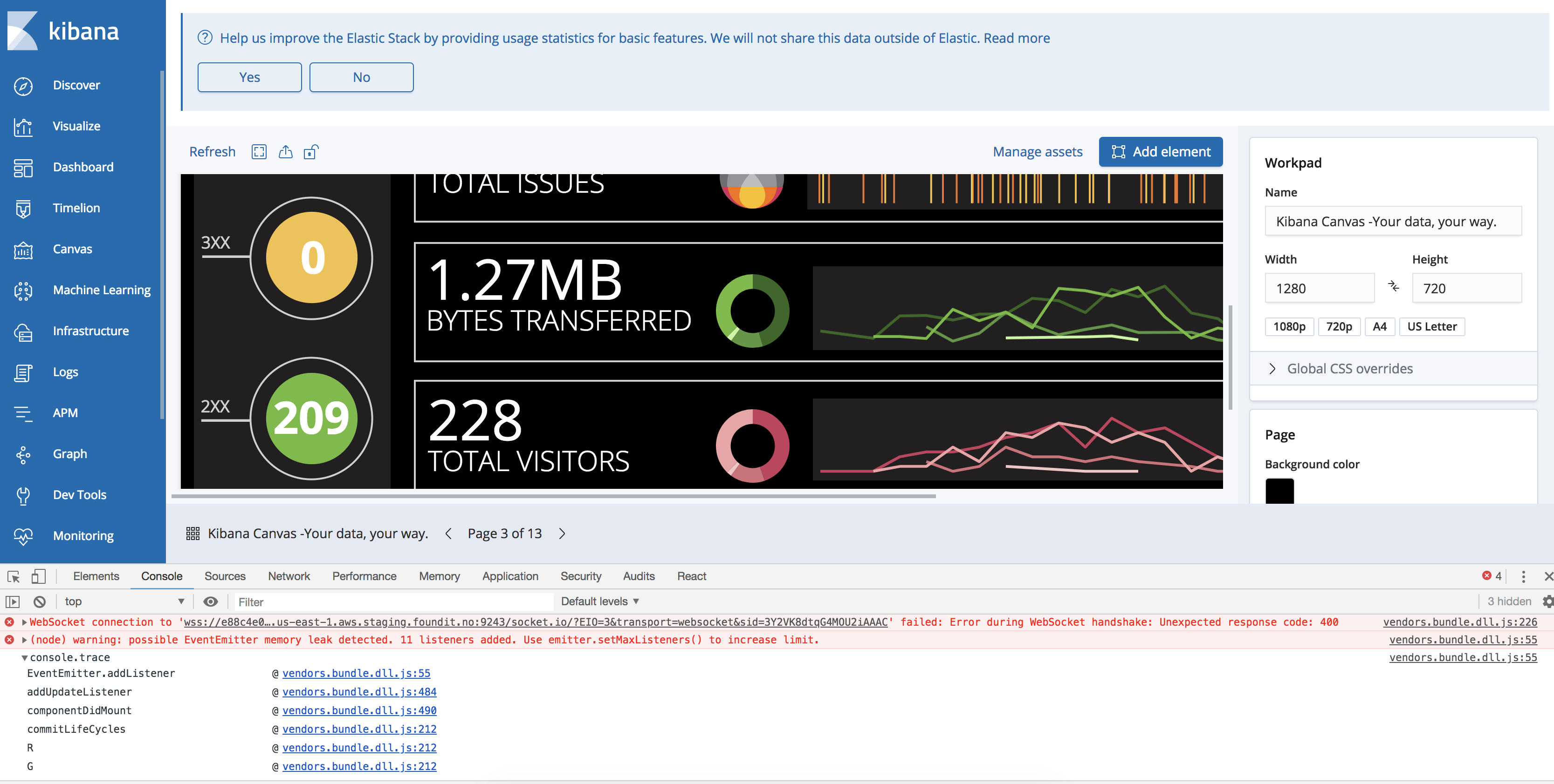 Canvas: Warning - possible EventEmitter memory leak detected. 11 ...