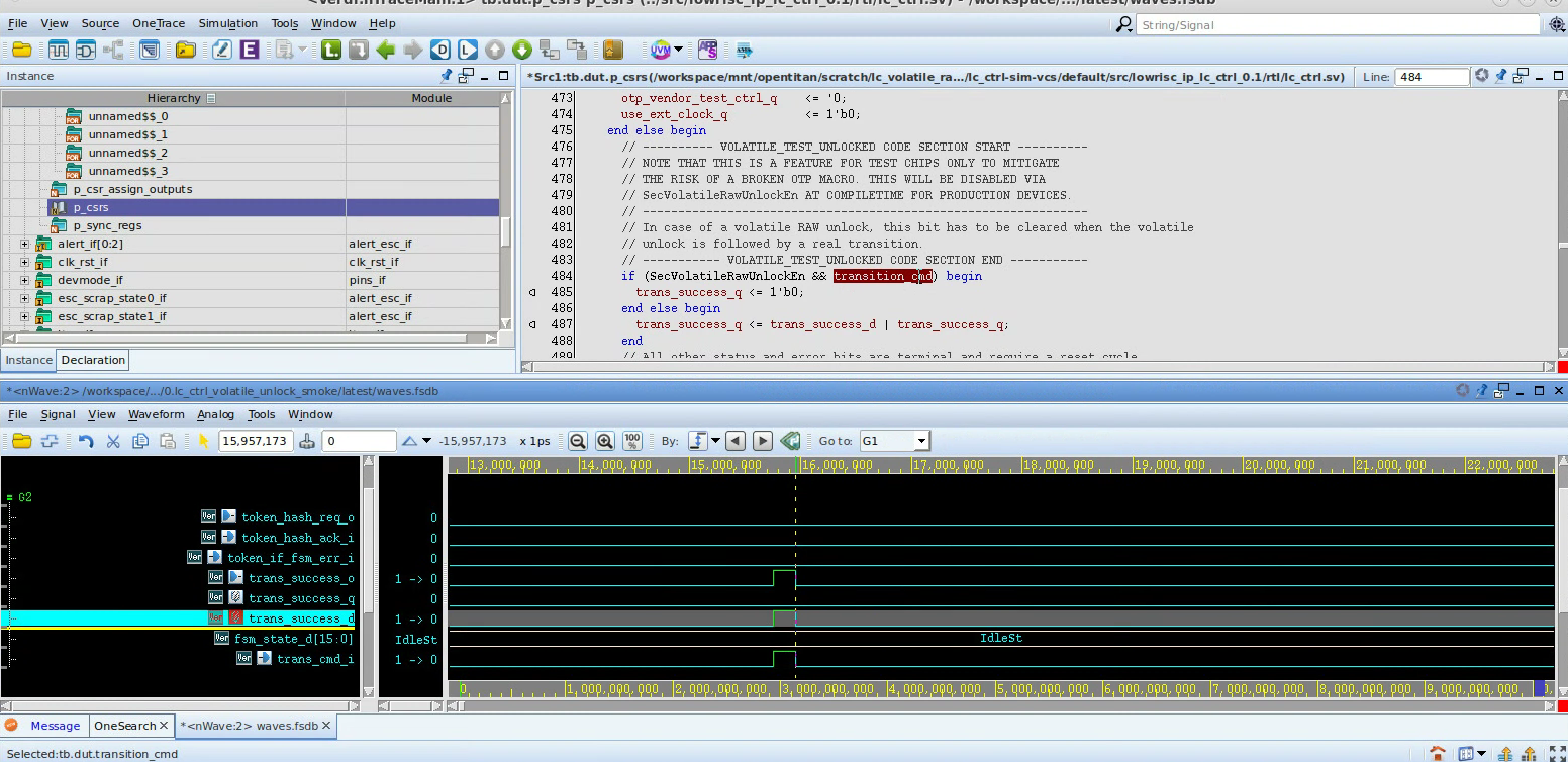 [lc_ctrl] Volatile raw unlock impossible to read status transition_success_o when set to 1 ...