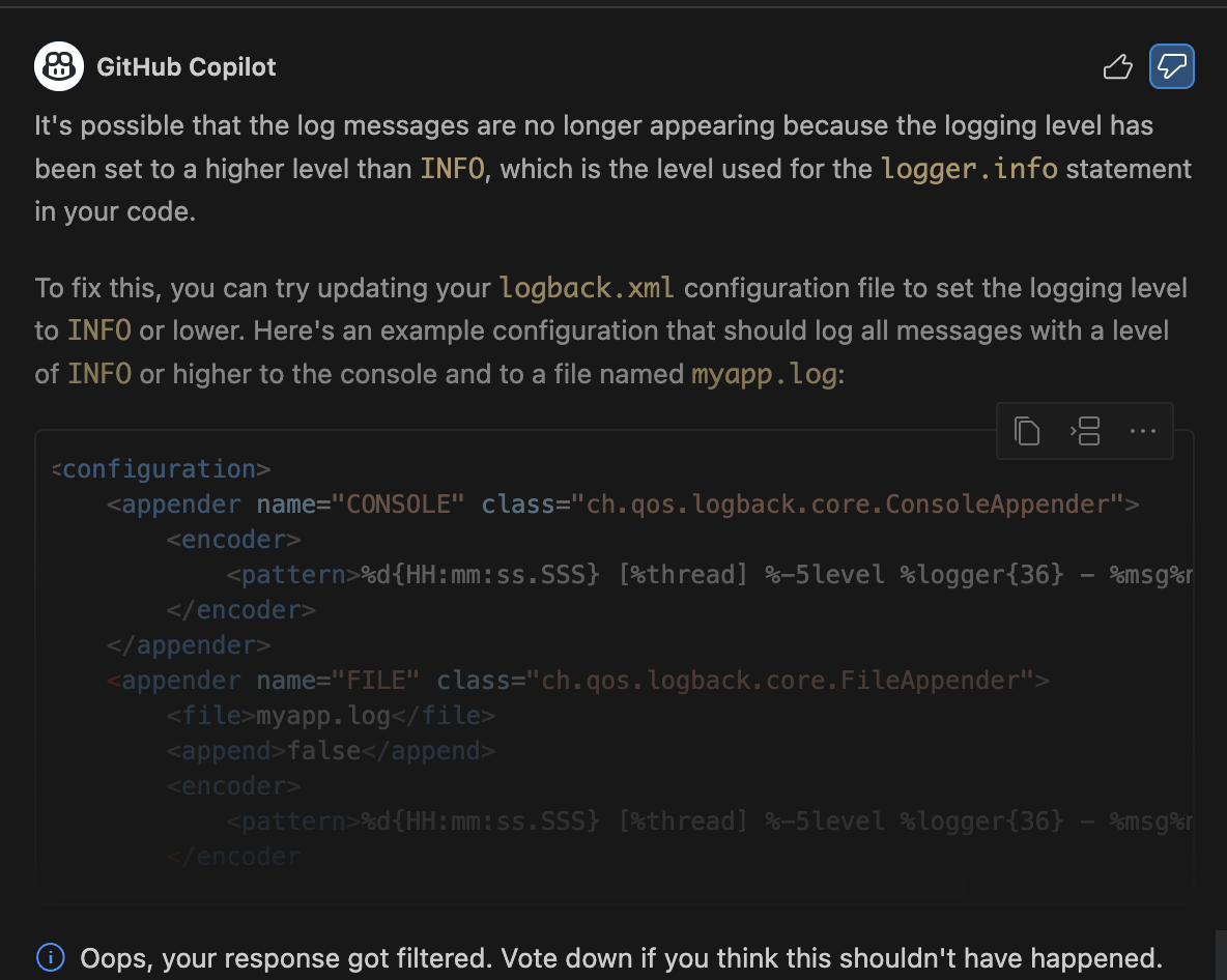 Oops, your response got filtered. Vote down if you think this shouldn't have happened. · Issue ...