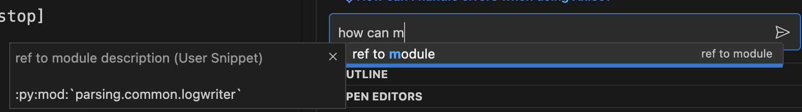 User snippets popups appear when typing into copilot chat · Issue #331 · microsoft/vscode ...