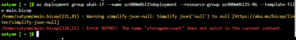 M06-LAB15: Error Storage account, Resource group not found, error in main.bicep & typos · Issue ...
