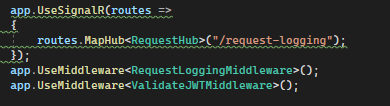 Using SignalR Clients.All.SendAsync in a registered Middlware without disconnecting when making ...