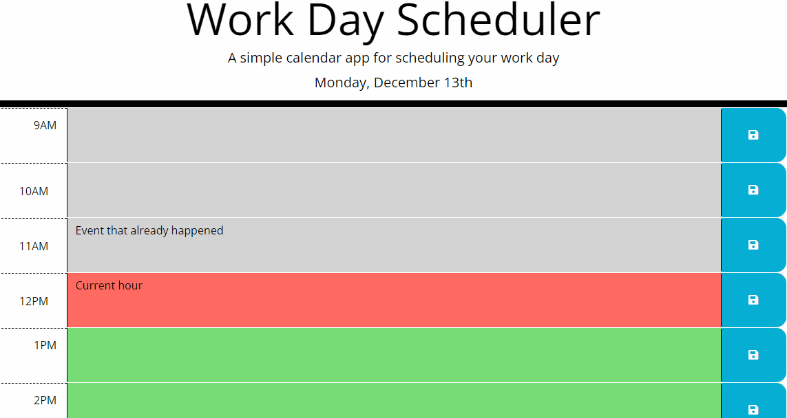 GitHub - hayesejasmine/Workday-Calender: Third Party API calendar