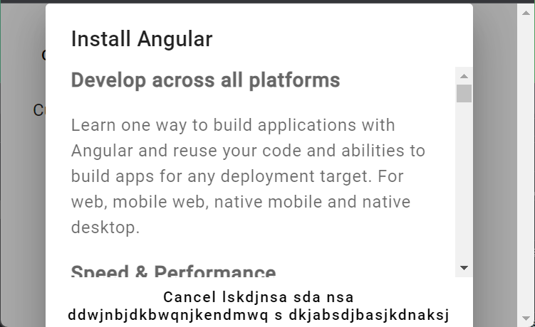 bug(Dialog): Footer not reachable in small screen size · Issue #27502 · angular/components · GitHub