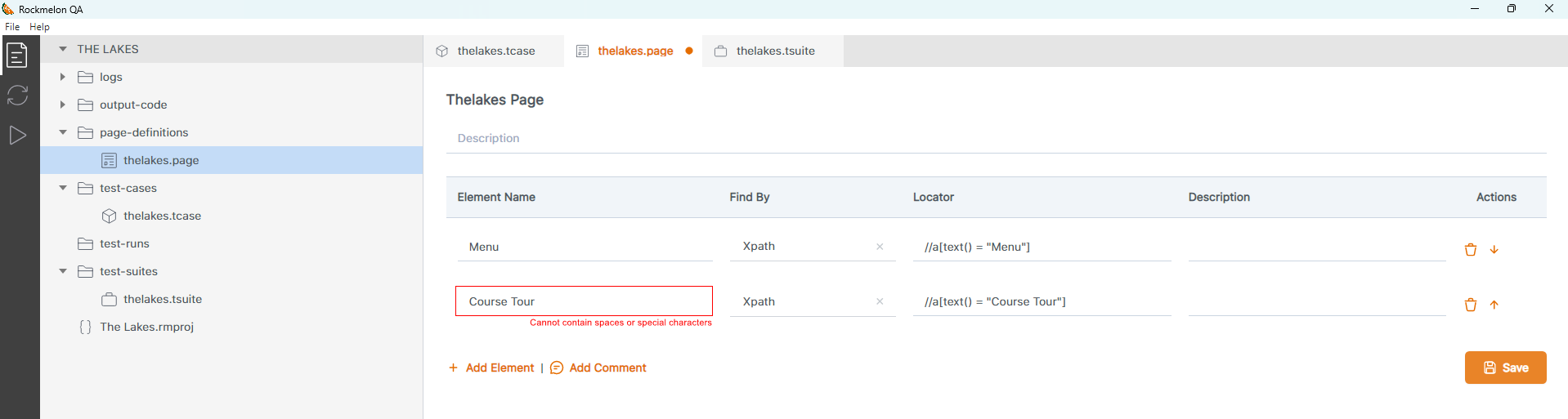 Prevent a page definition from being saved if an element name contains spaces or special ...