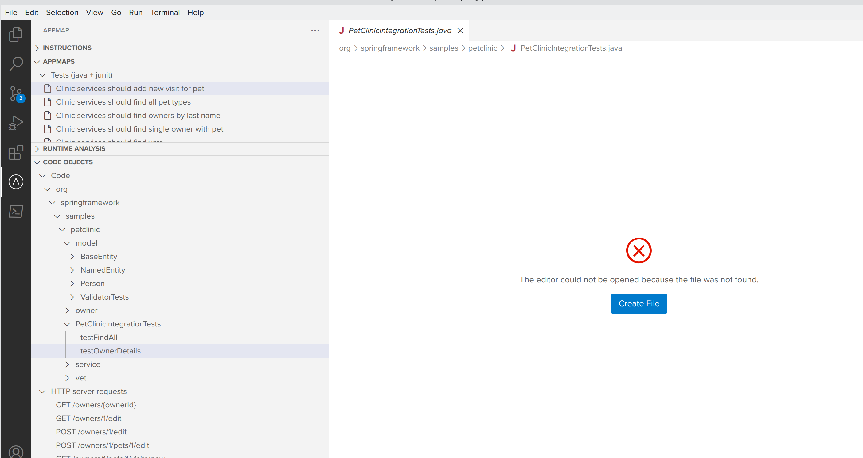 Navigation To A Code Objects Function Shows Error About A Missing File · Issue 631 · Getappmap 