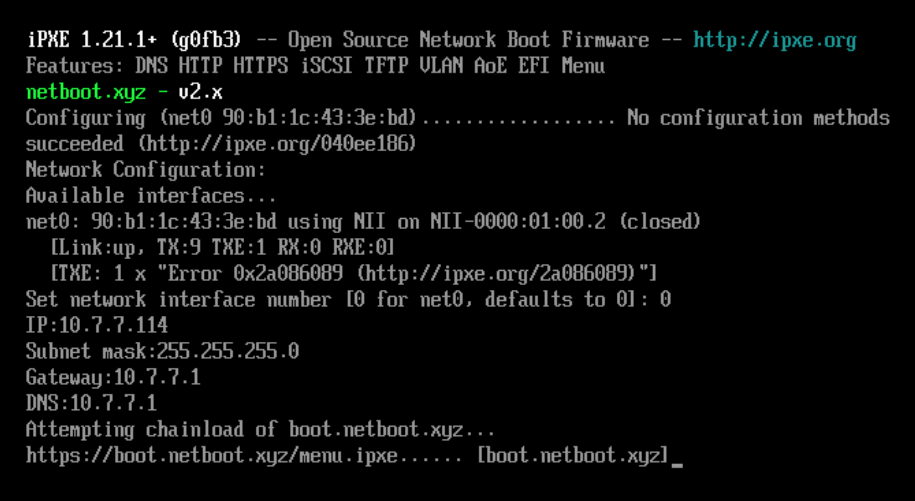 netboot gets stuck on "iPXE initialising devices" · Issue #839 · netbootxyz/netboot.xyz · GitHub