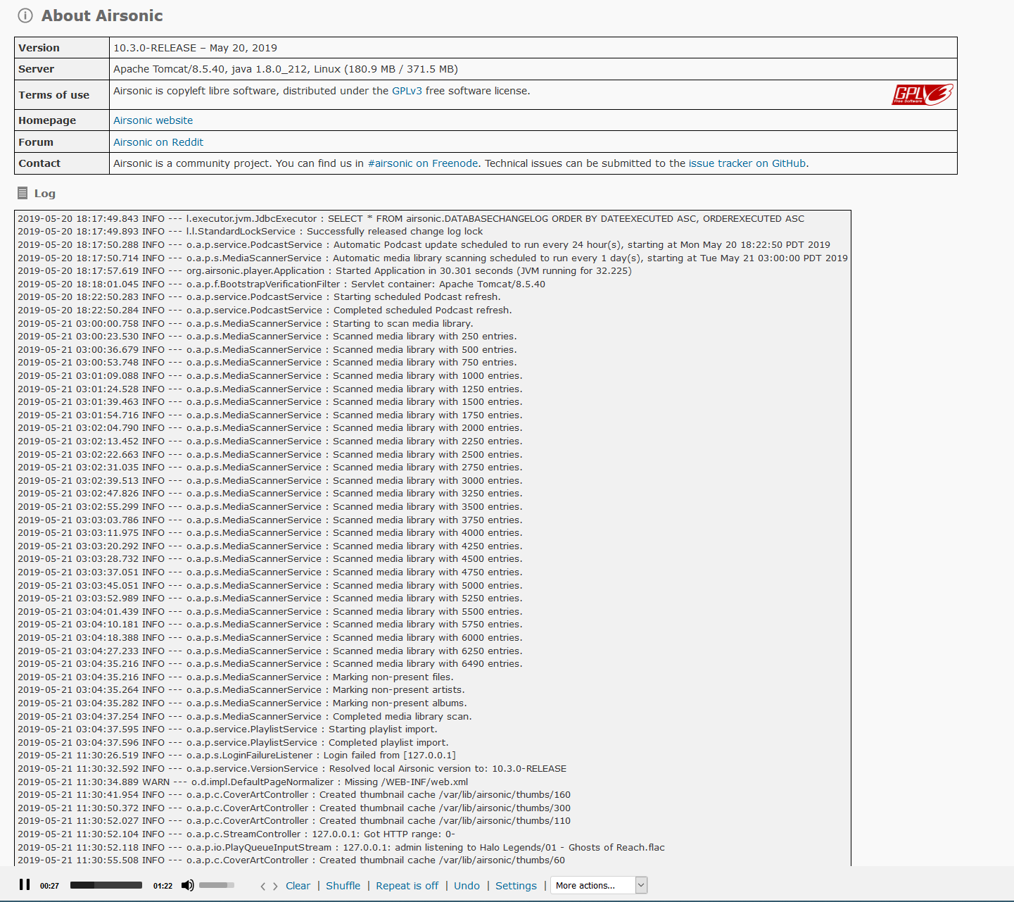Track seek bar gets uselessly dark after a song ends · Issue #902 · airsonic/airsonic · GitHub