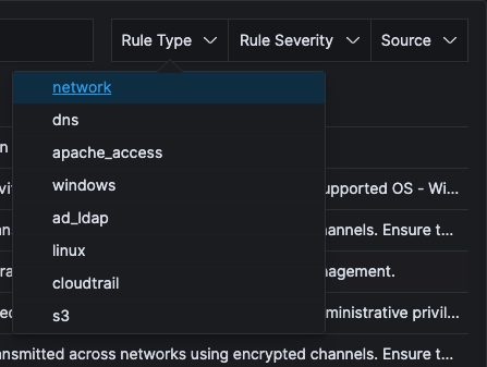 [FEATURE] The supported rule types should be consistent across all the pages · Issue #257 ...