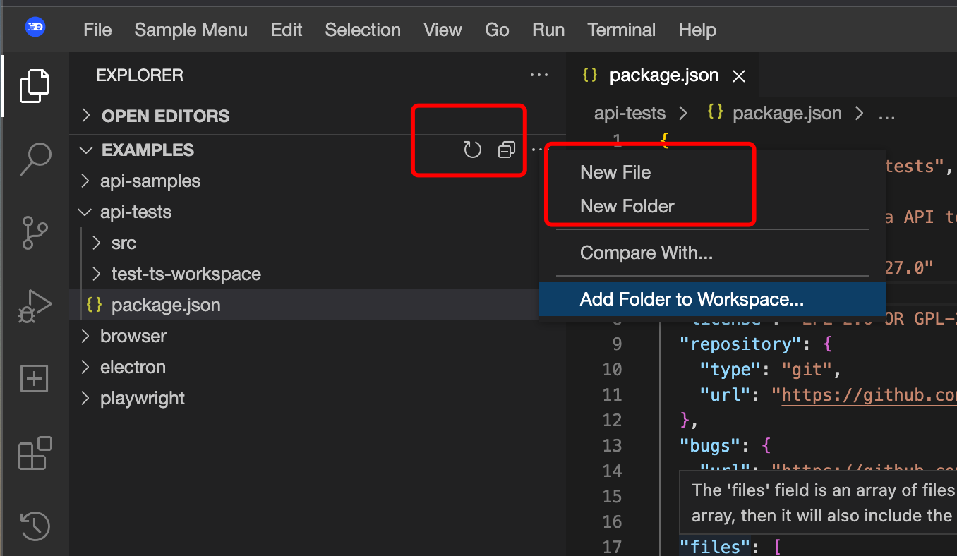 NEW_FILE and NEW_FOLDER in front of navigator toolbar should show with icons like vscode · Issue ...