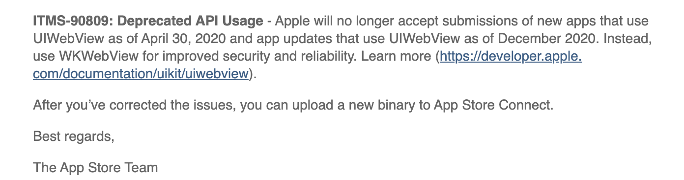 I Use The Last Version Like,but Also Itms 90809 Deprecated Api Usage” · Issue 2811 · Ionic