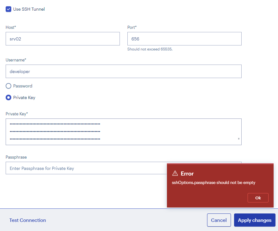 Bug Ssh Authentication With Private Key Does Not Work If Passphrase Is Not Used · Issue 2765