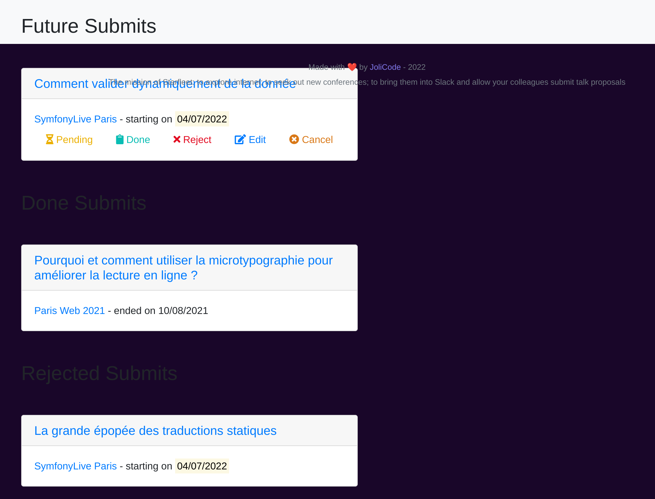 Submits go under the footer on user account · Issue #256 · jolicode/starfleet · GitHub