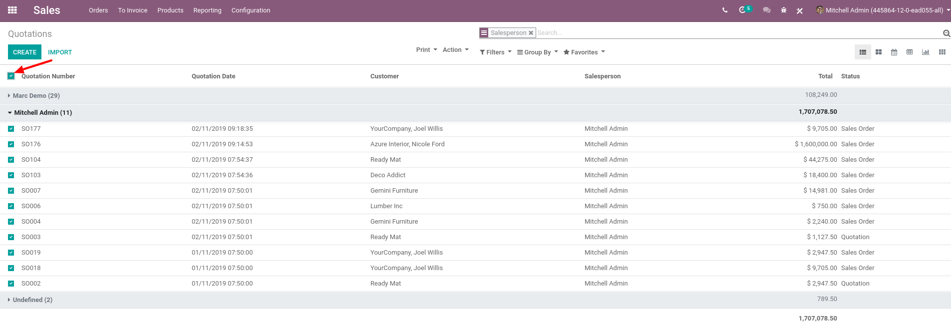 When Select Some Records To Export All Records Are Exported Opw 1938267 · Issue 30939 · Odoo
