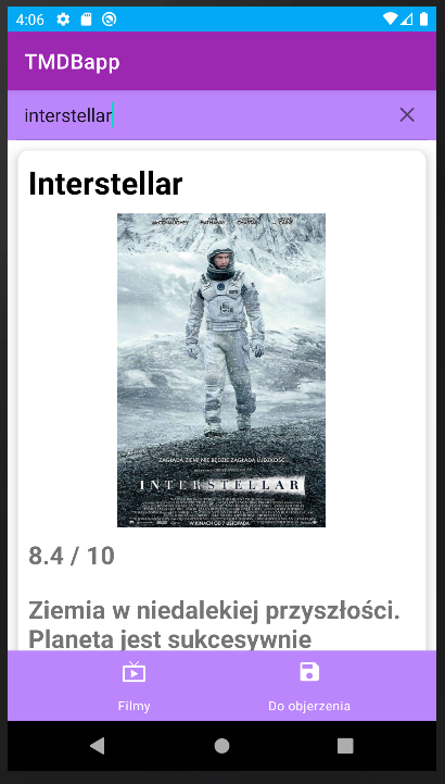 GitHub - KubaKaczor/TMDBapp: Aplikacja, która łączy sie z API TMDB i pobiera z niej bibliotekę ...