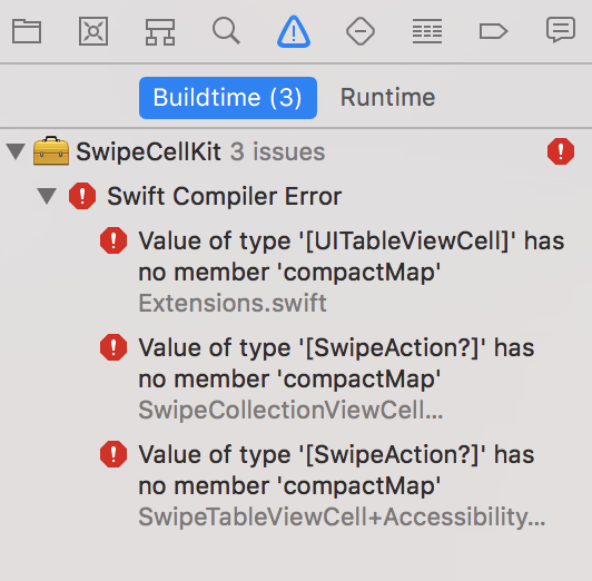 Value of type '[UITableViewCell]' has no member 'compactMap' · Issue #207 · SwipeCellKit ...