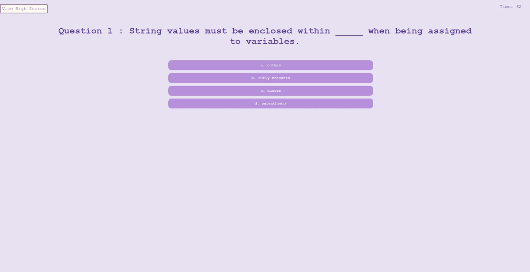 GitHub - jessikea/coding-timed-quiz