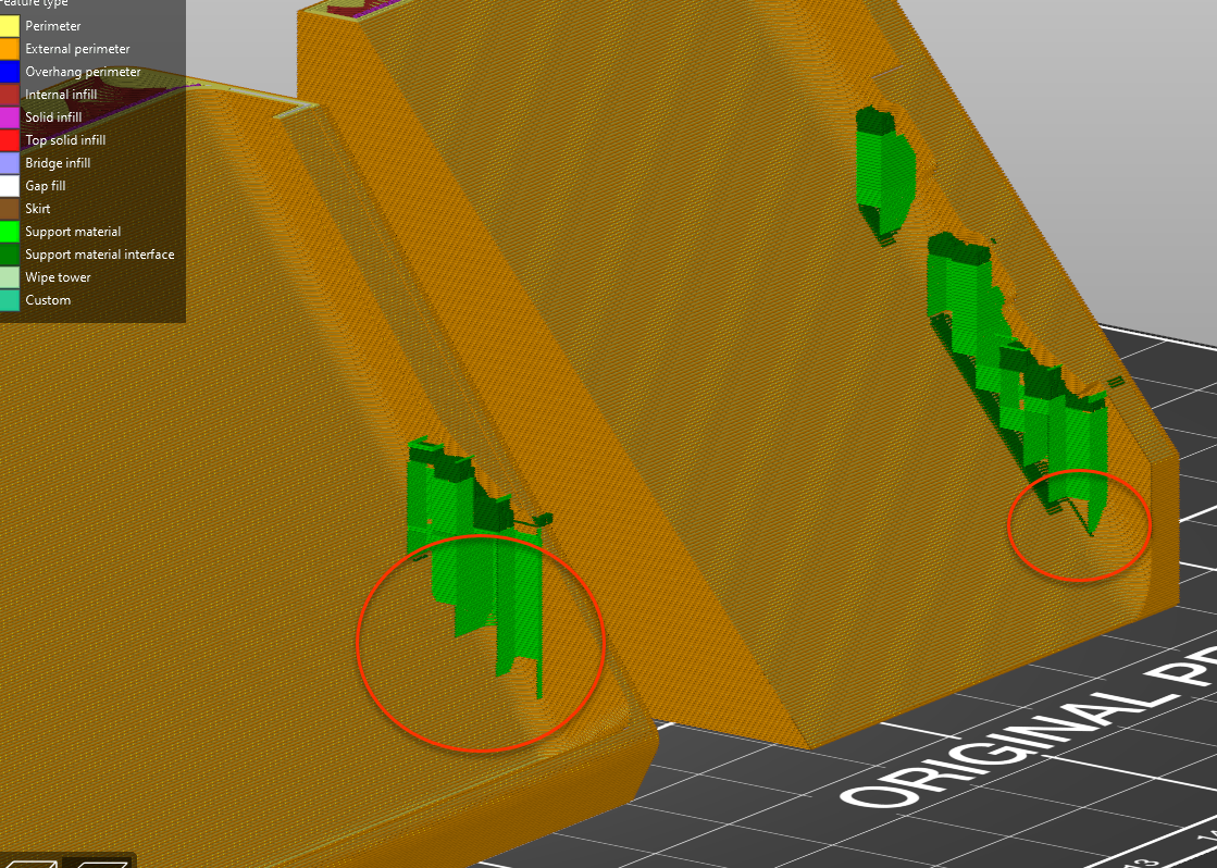 Supports that rest on an angled surface of the part don't work ...