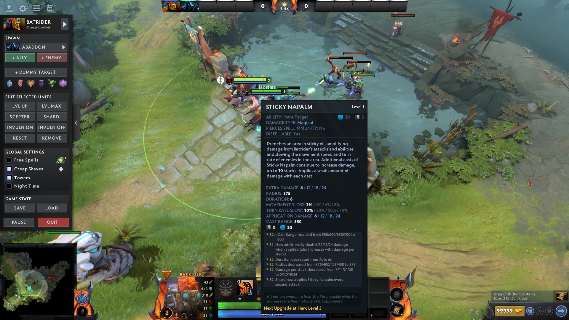 Batrider Sticky Napalm Having the Wrong Cast Range · Issue #3576 ...