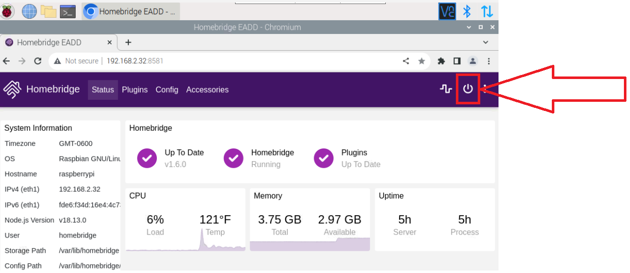 "Restart" button in Homebridge UI used to invoke reboot of the Raspbery Pi, but now just ...